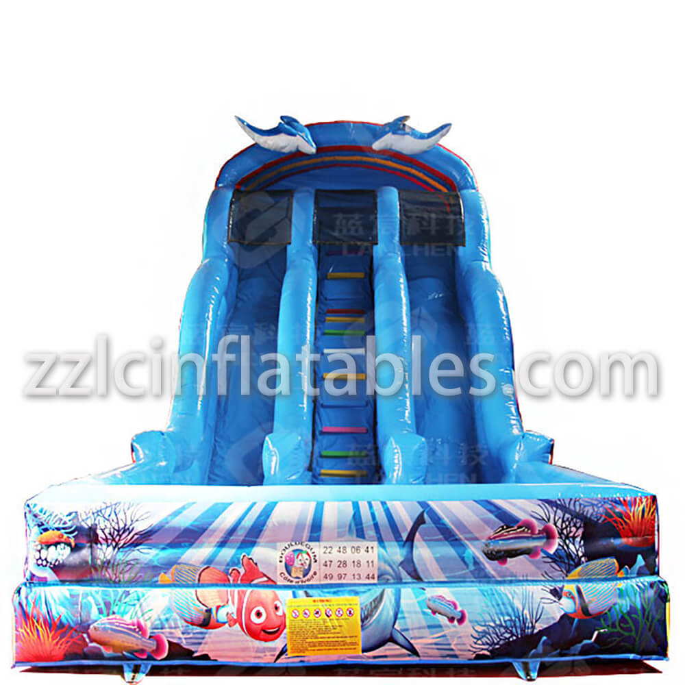 Commercial dolphin-shaped inflatable slide for sale